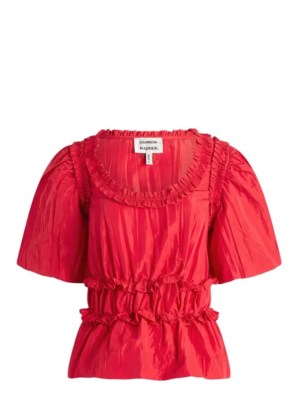 DAMSON MADDER Everly Ruffle Blouse - Red