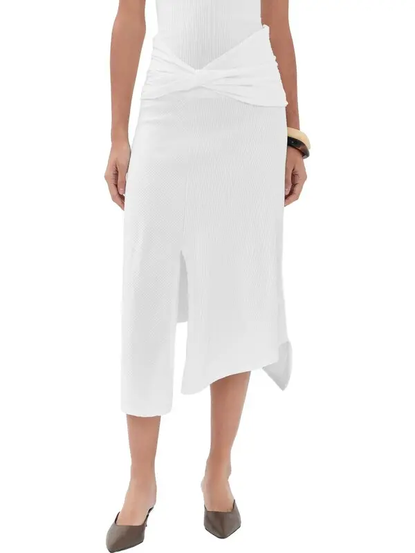 Victoria Beckham Twist Detail Midi Skirt - White