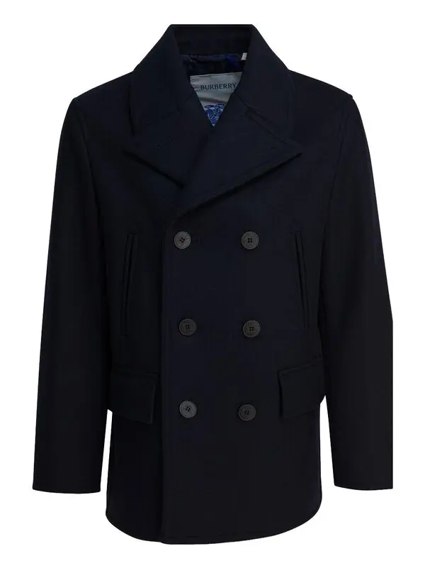 Burberry Wool Double-breasted Coat - Blue
