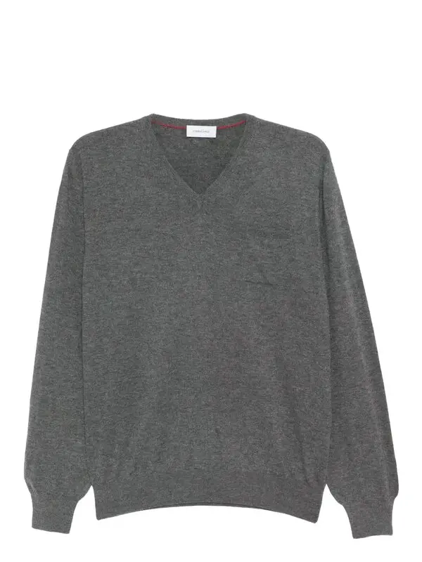 FERRAGAMO Long Sleeve V-neck T-shirt - Grey