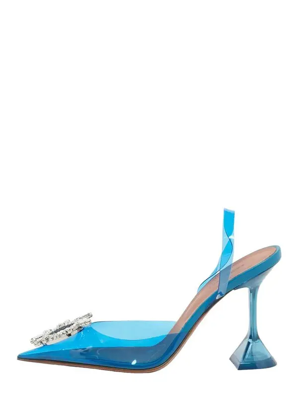 Amina Muaddi Crystal-embellished Slingback Pumps - Blue