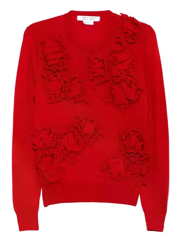 Comme Des Garçons Floral Embroidered Knitted Top - Red
