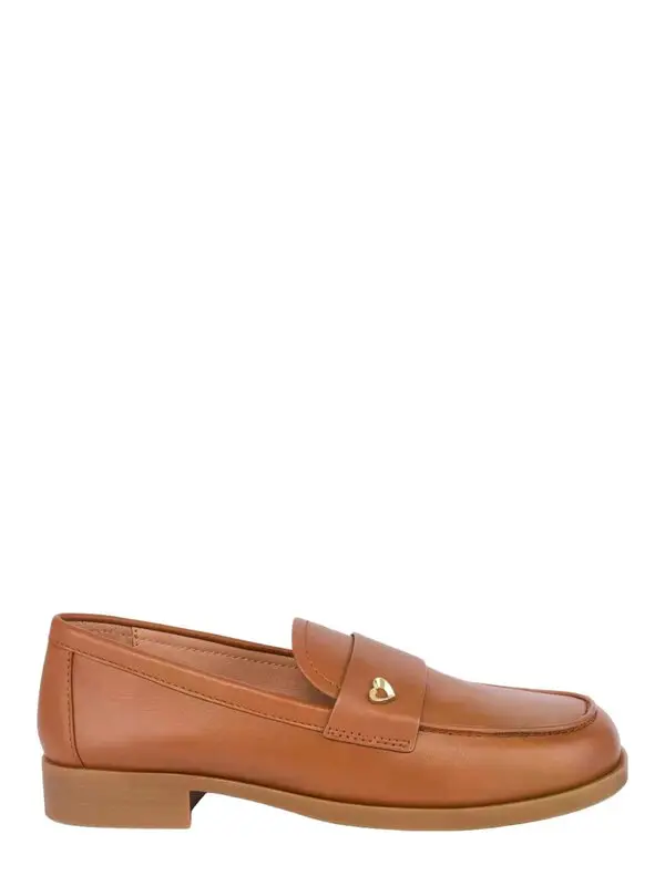 Moschino Heart Detail Leather Loafers - Brown