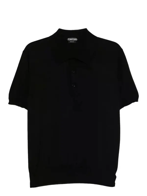 TOM FORD Short-sleeves Cotton Polo Shirt - Black