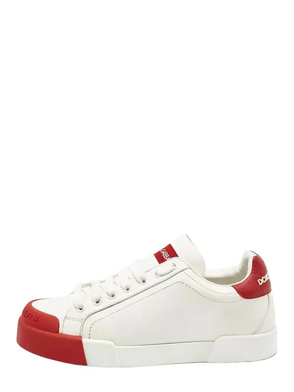 Dolce & Gabbana Portofino Leather Sneakers - White
