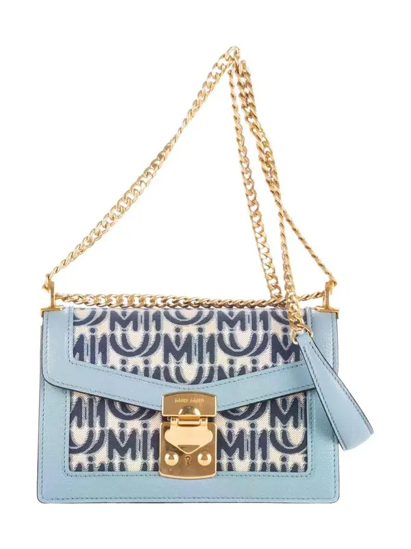 Miu Miu Monogram Flap Bag With Chain Strap - Blue