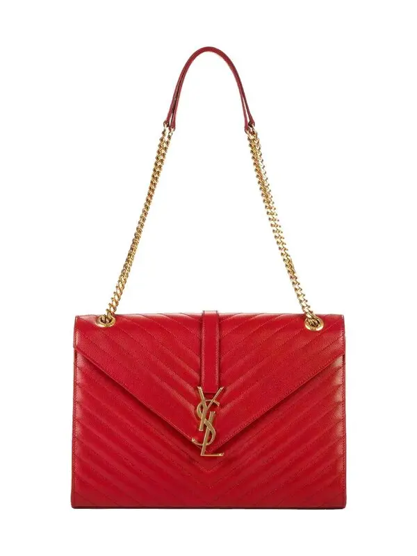 Saint Laurent Chevron Quilted Chain Bag - Red