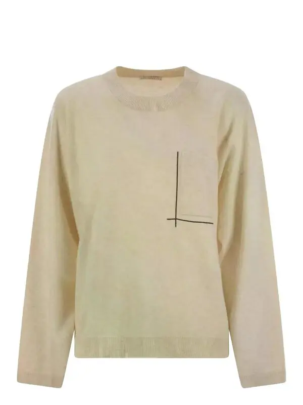 Brunello Cucinelli Crew-neck Sweater With Pocket - Neutrals