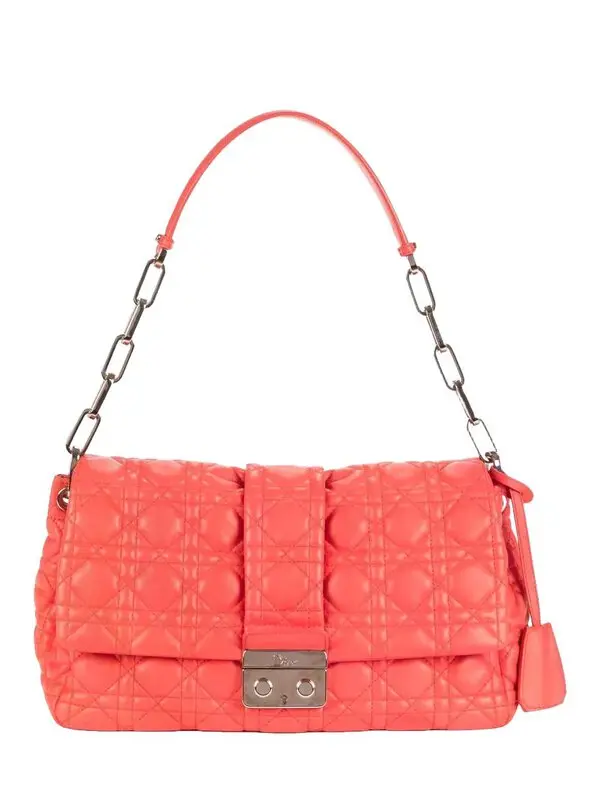 Dior Quilted Shoulder Bag With Chain Handle - Orange