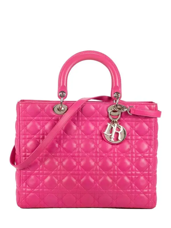 Dior Large Lady Quilted Tote Bag - Pink