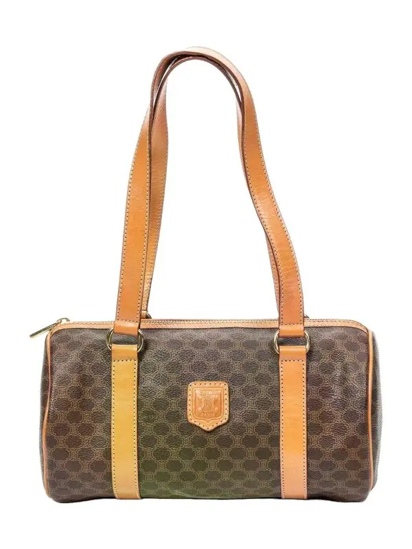 Celine 1990s Macadam-print Barrel Bag - Brown