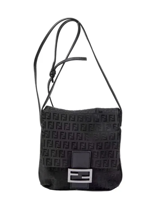 Fendi Zucchino-pattern Shoulder Bag - Black