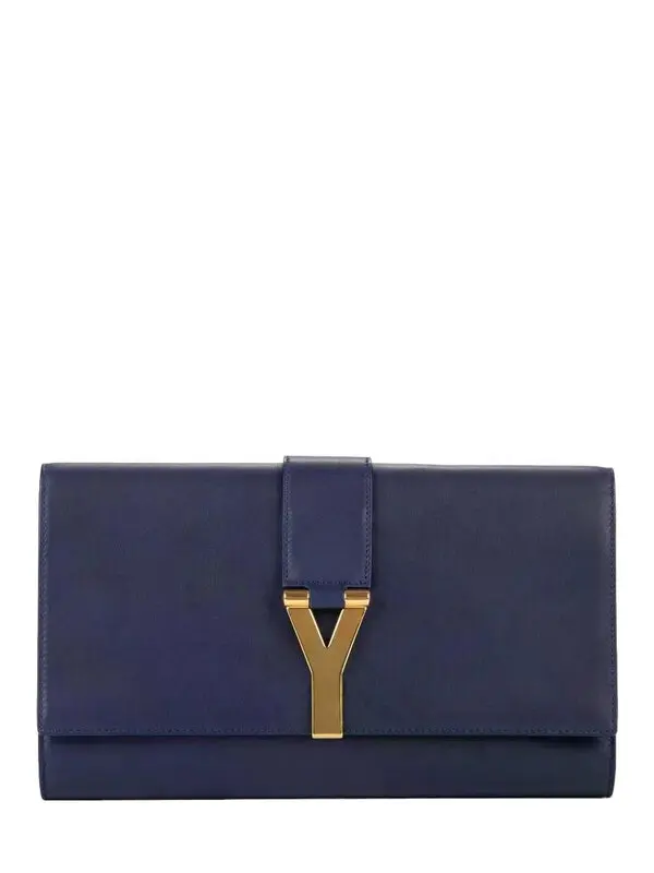 Saint Laurent Logo-plaque Clutch Bag - Blue