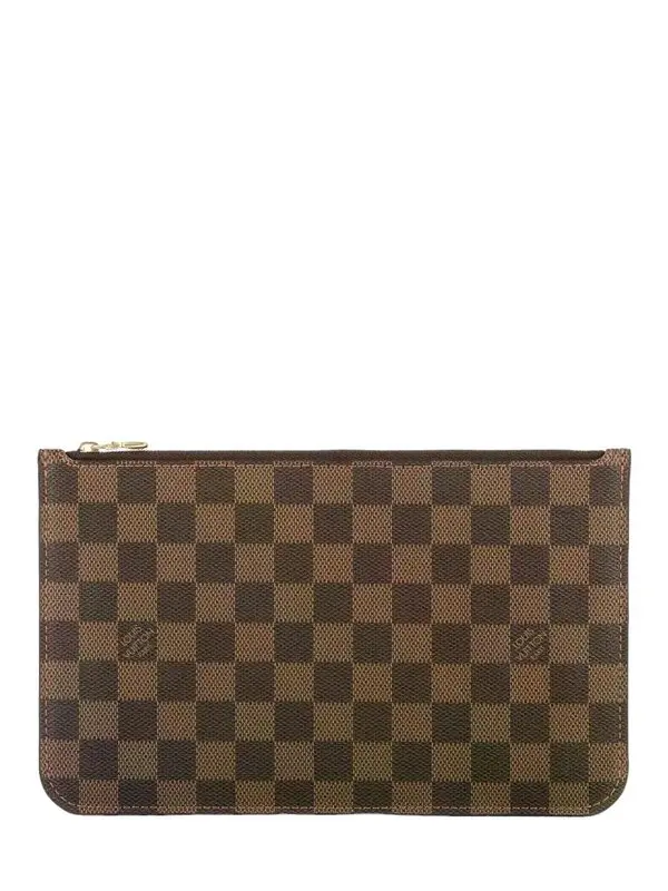 LOUIS VUITTON Checked Zip Pouch - Brown