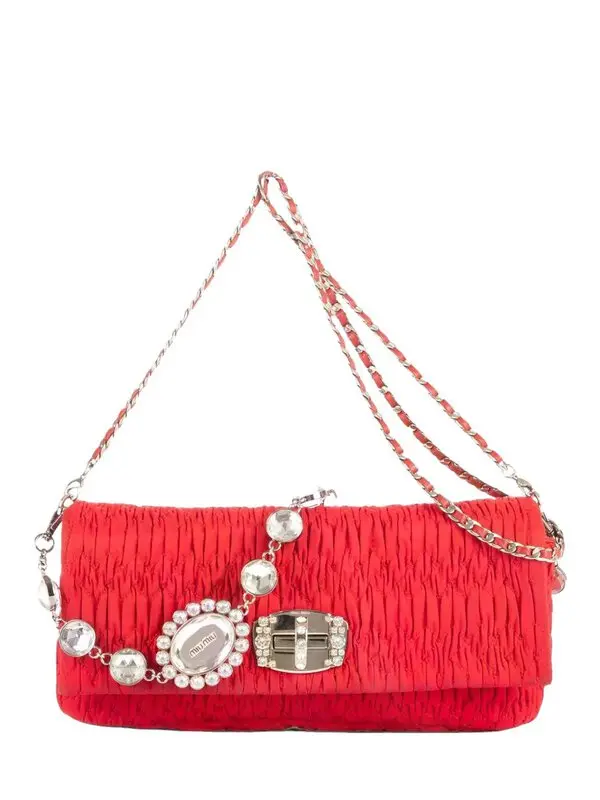 Miu Miu Pleated Crystal-embellished Bag - Red