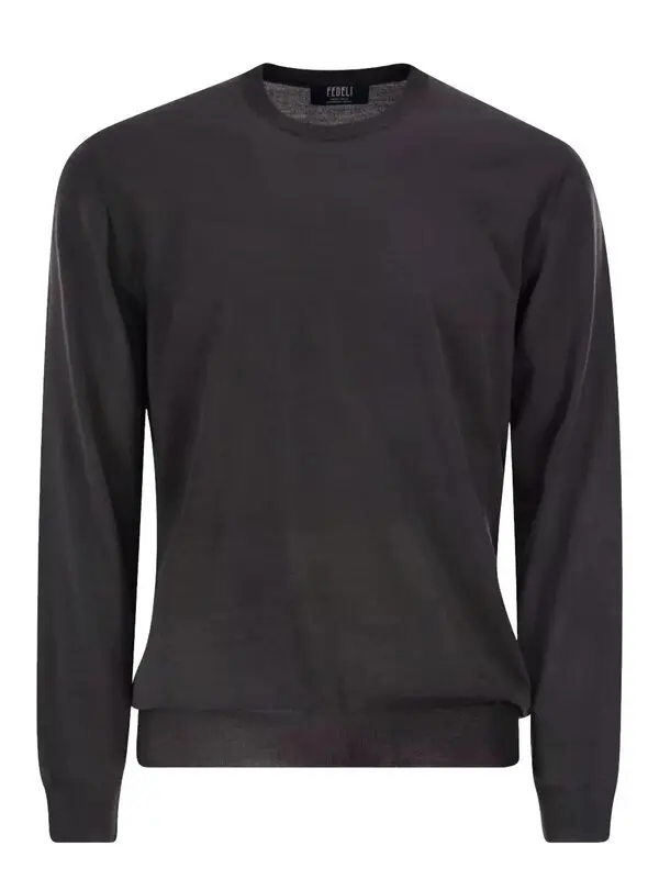 Fedeli Crew Neck Long Sleeve Sweater - Grey