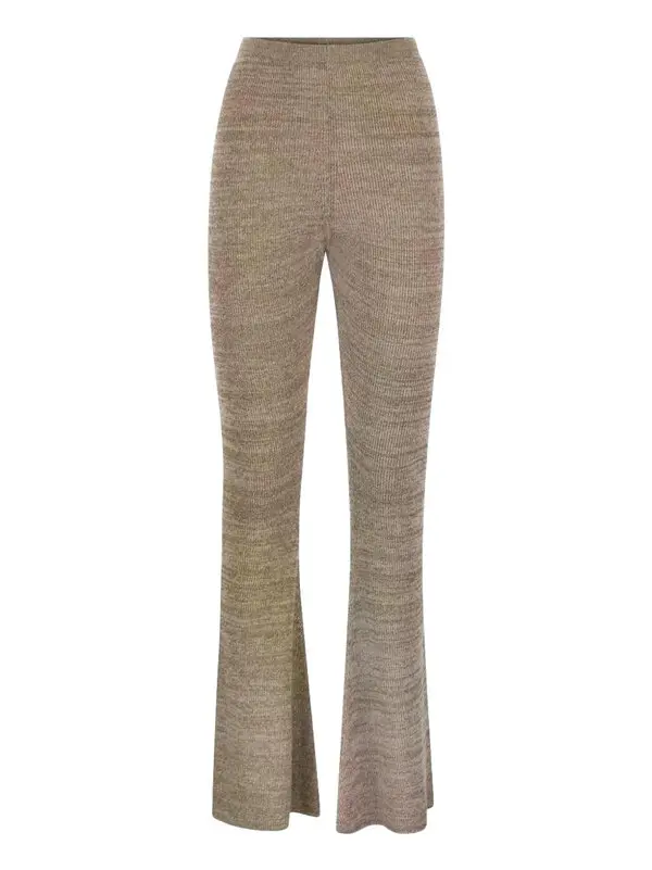 Fabiana Filippi Ribbed Knit Flared Trousers - Neutrals