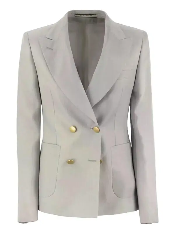 Tagliatore Linen Double-breasted Blazer - Grey