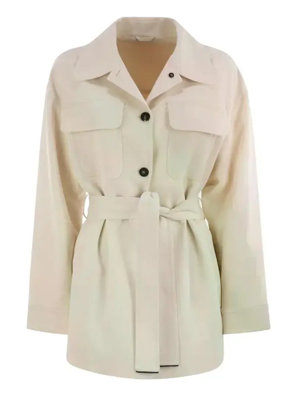 Brunello Cucinelli Buttoned-up Belted Jacket - White