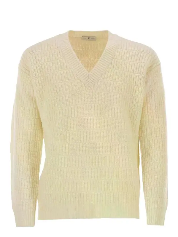 PT TORINO Geometric V-neck Sweater - Neutrals