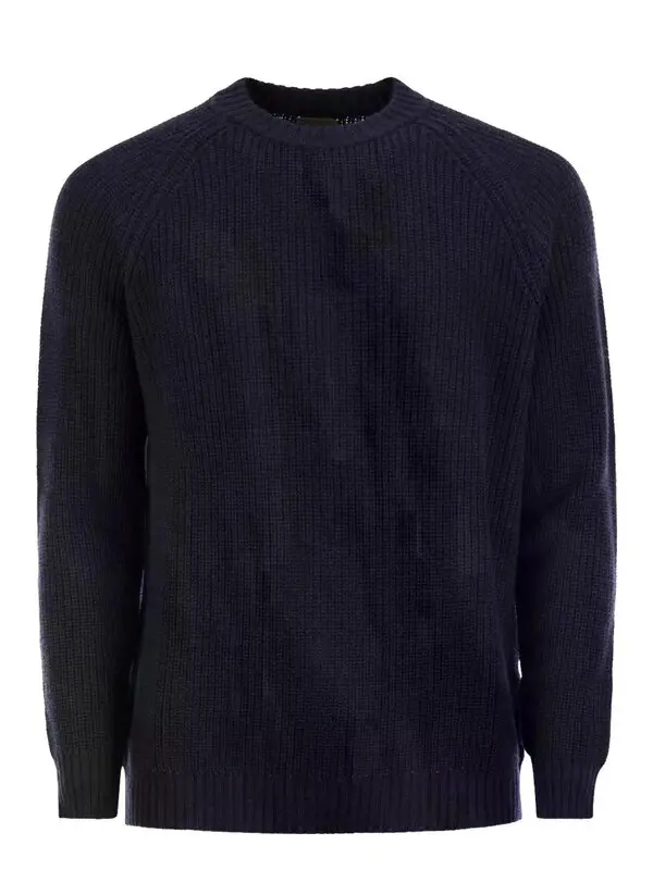 RAKKI Rebel Ribbed Crew-neck Sweater - Blue