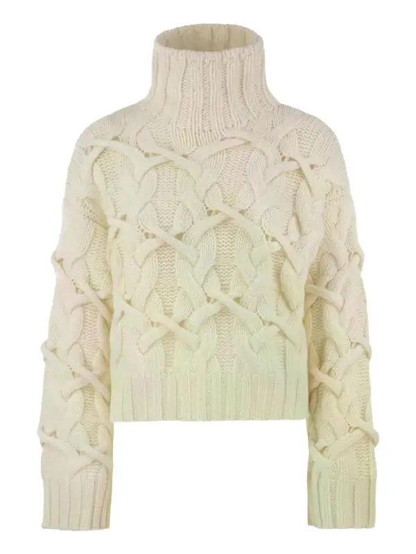 Brunello Cucinelli High-neck Cashmere Sweater - White