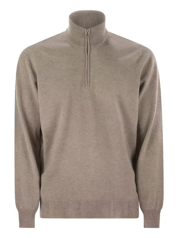 Brunello Cucinelli Half-zip Cashmere Sweater - Neutrals