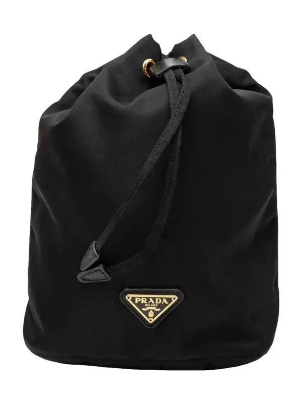 Prada 2000-2013 Tessuto Drawstring Pouch Bucket Bag - Black