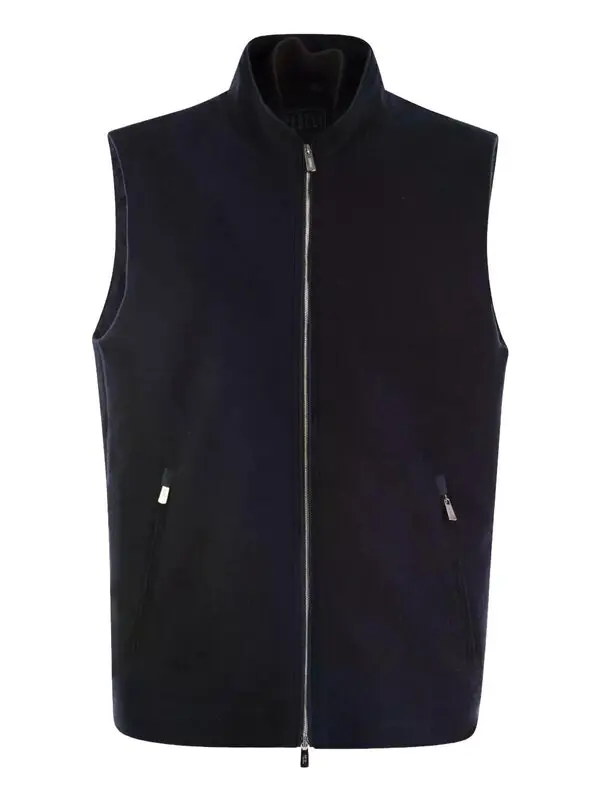 Fedeli Zipped Cashmere Waistcoat - Blue