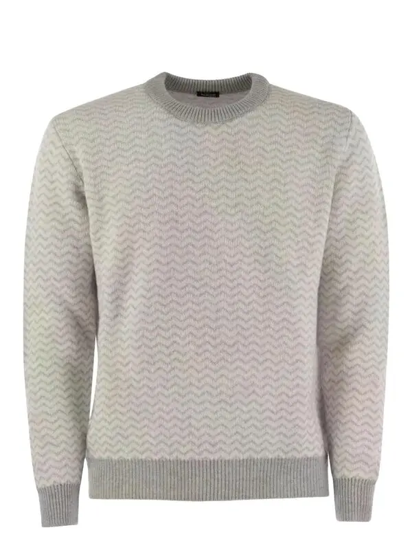 Kiton Chevron Ribbed Sweater - Neutrals
