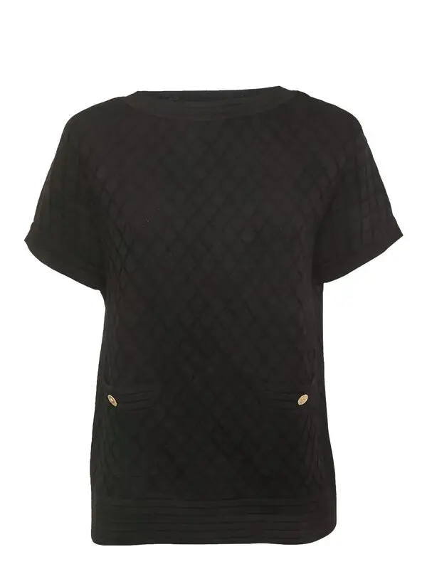 Carolina Herrera Diamond-pattern Knitted Blouse - Black