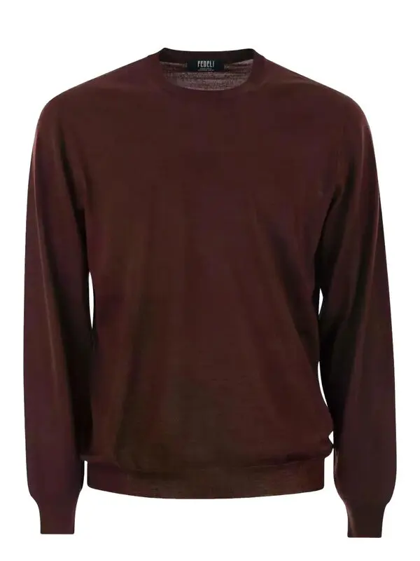 Fedeli Long-sleeved Crew Neck Sweater - Red