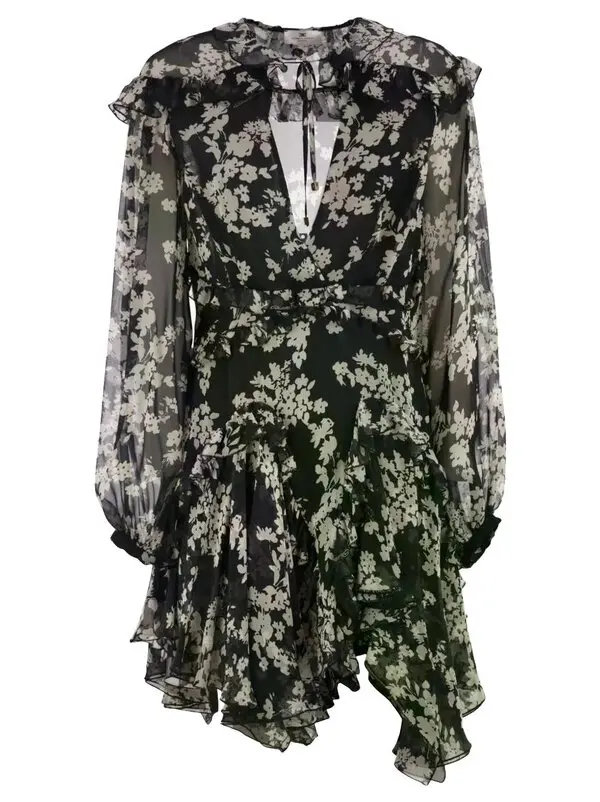 Elisabetta Franchi Floral Mini Dress - Black