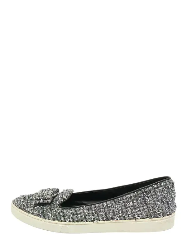 FERRAGAMO Bow Tweed Sneakers - Grey