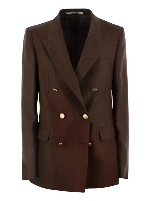 Tagliatore Parigi Double-breasted Linen Jacket - Brown