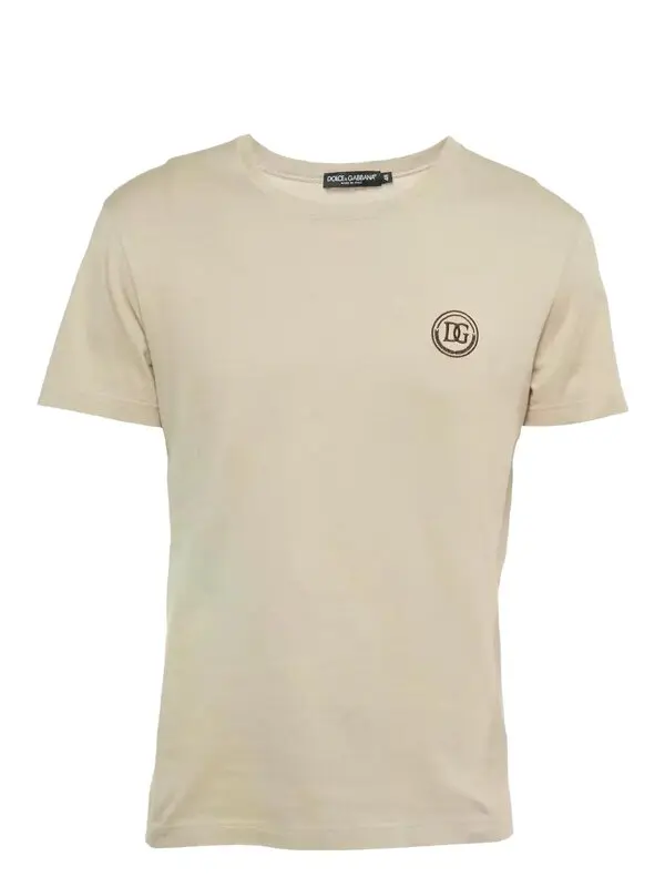 Dolce & Gabbana Logo-embroidered T-shirt - Neutrals