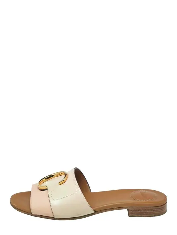 Chloé Logo-detail Leather Slides - Neutrals