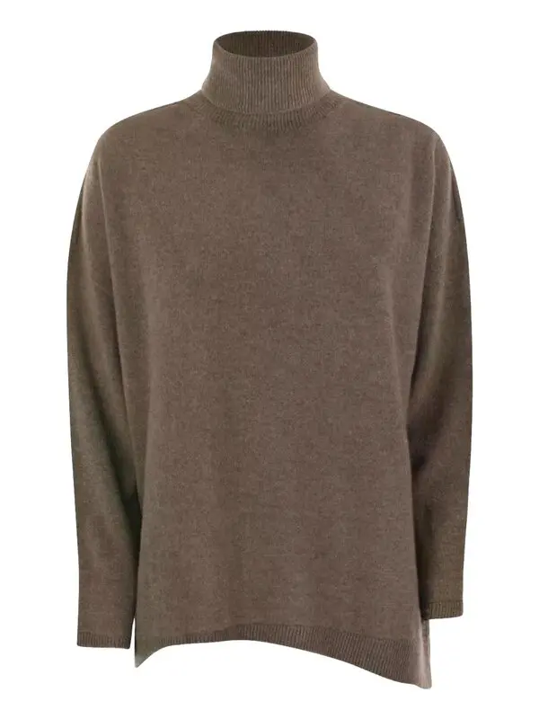 VANISÈ Giuly High-neck Asymmetrical Sweater - Brown