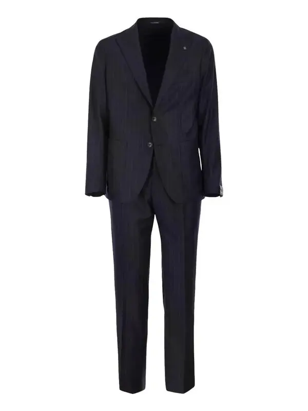 Tagliatore Peak-lapels Pinstripe Suit - Blue