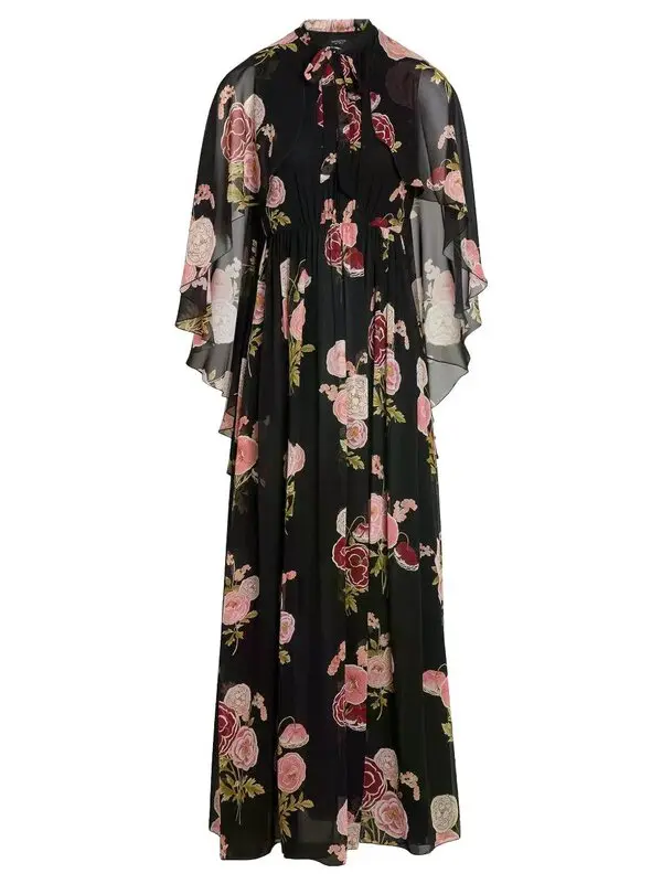 Giambattista Valli Tie-neck Floral Maxi Dress - Black