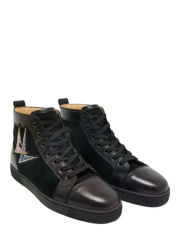 CHRISTIAN LOUBOUTIN Lou Oui Embellished Logo Sneakers - Black