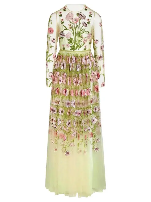 Giambattista Valli Floral Embroidered Maxi Dress - Green