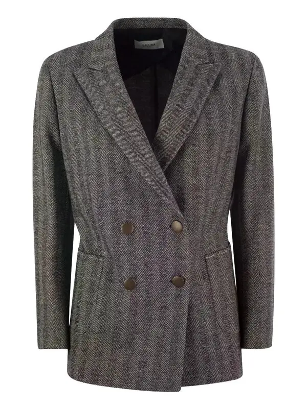 SAULINA Assunta Herringbone Blazer - Grey