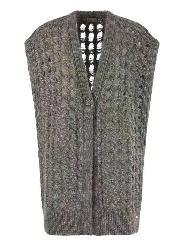Herno Open-work Sleeveless Cardigan - Grey