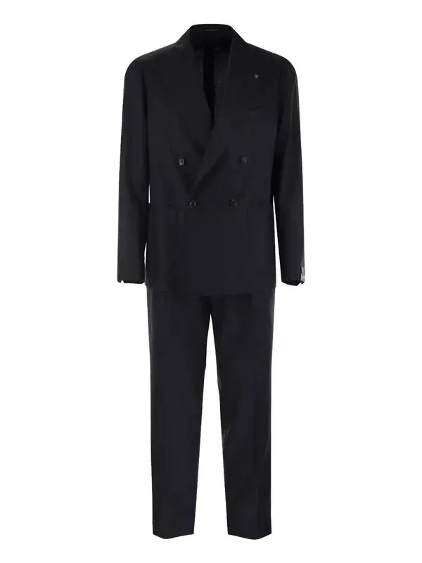Tagliatore Double-breasted Patch-pocket Suit - Blue