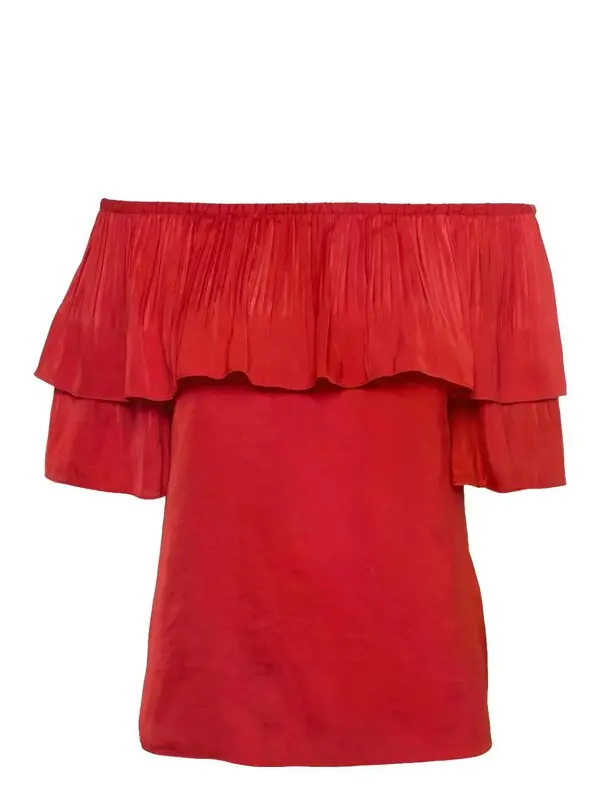 Maje Ruffled Off-the-shoulder Top - Red