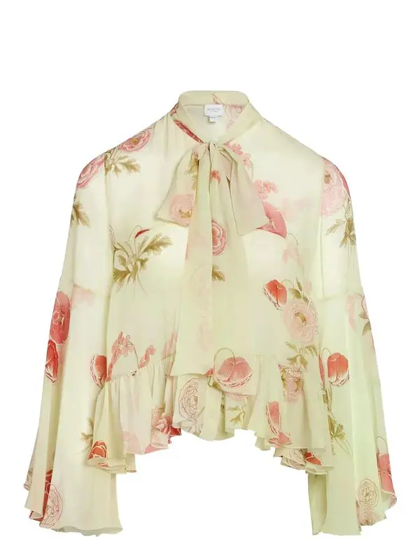 Giambattista Valli Floral Ruffled Blouse - Neutrals