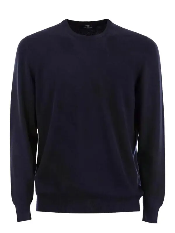 Fedeli Knit Crew-neck Sweater - Blue