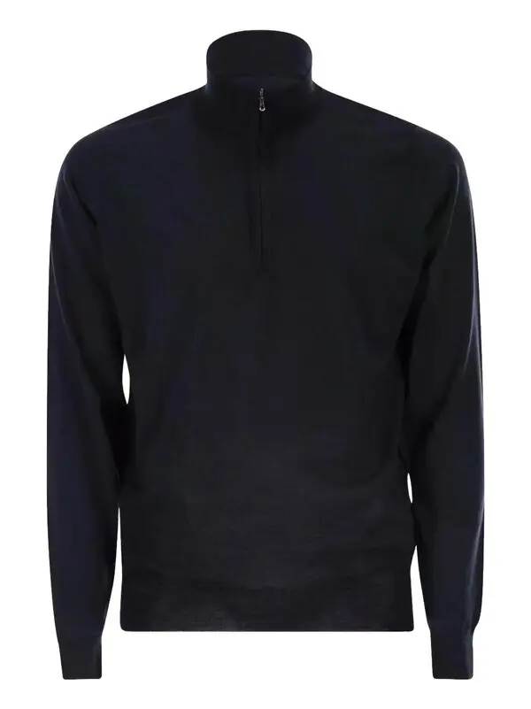 John Smedley High-neck Zip Sweater - Blue