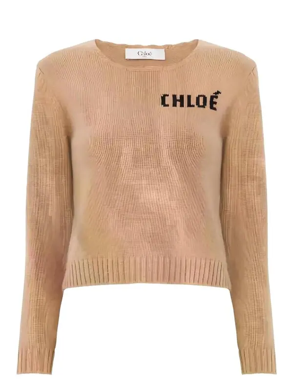 Chloé Embroidered-logo Sweater - Neutrals
